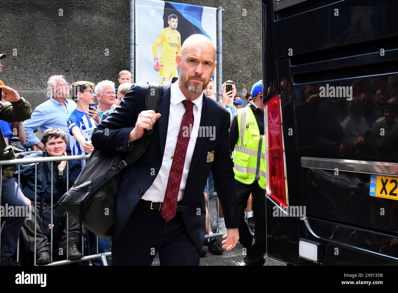 Manager of Manchester United Erik ten Hag arrives at the ground ...