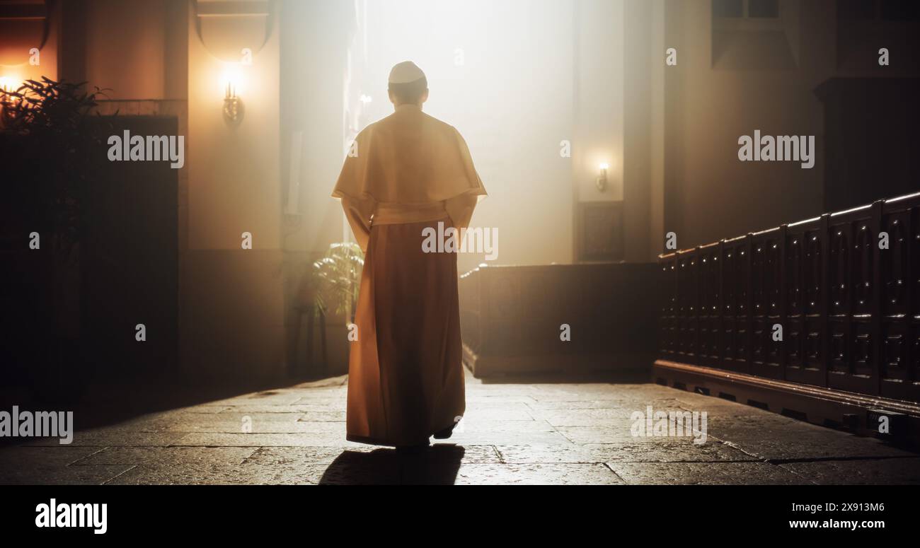 The Pope Walks Gracefully Through the Church, a Symbol Of Faith ...