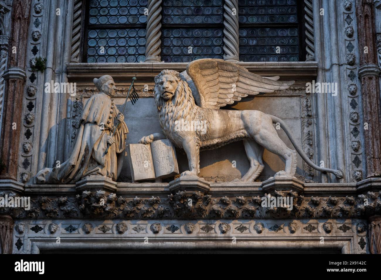 Venice, Italy - Winged Lion of Saint Mark and Doge Francesco Foscari ...