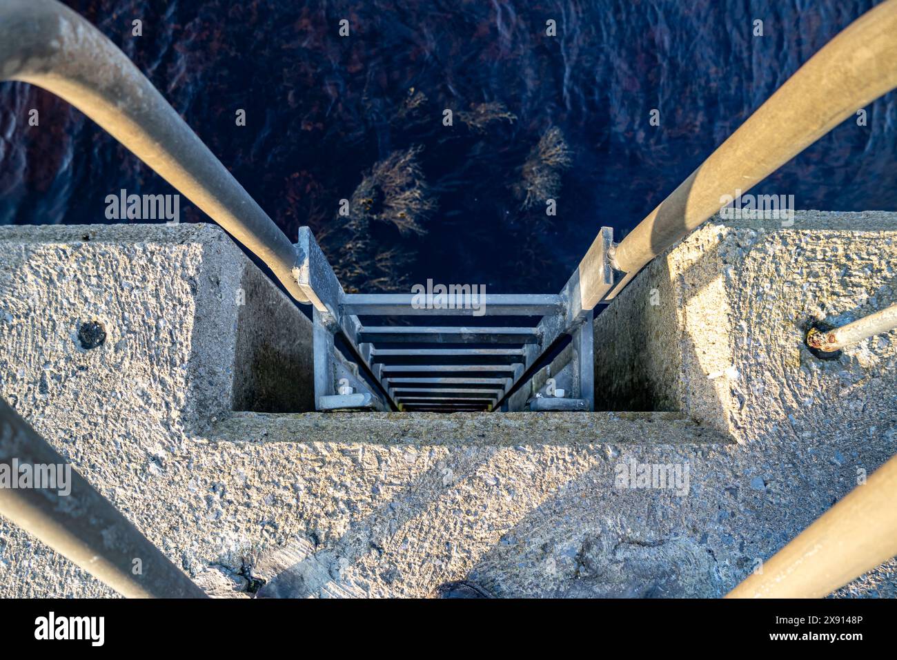 Emergency ladder into the sea at coastal harbour Stock Photo - Alamy