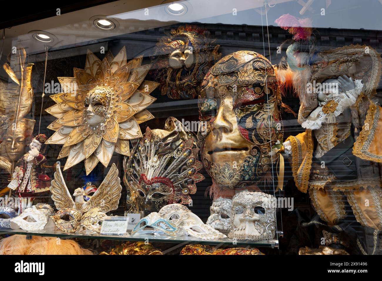 Traditional handmade Venetian carnival masks in Venice, Italy, authentic and original, unique ...