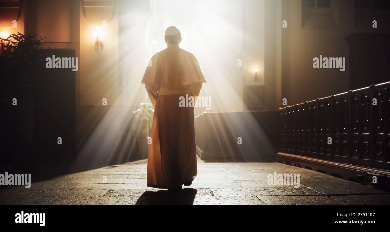 The Pope Walks Gracefully Through the Church, a Symbol Of Faith ...