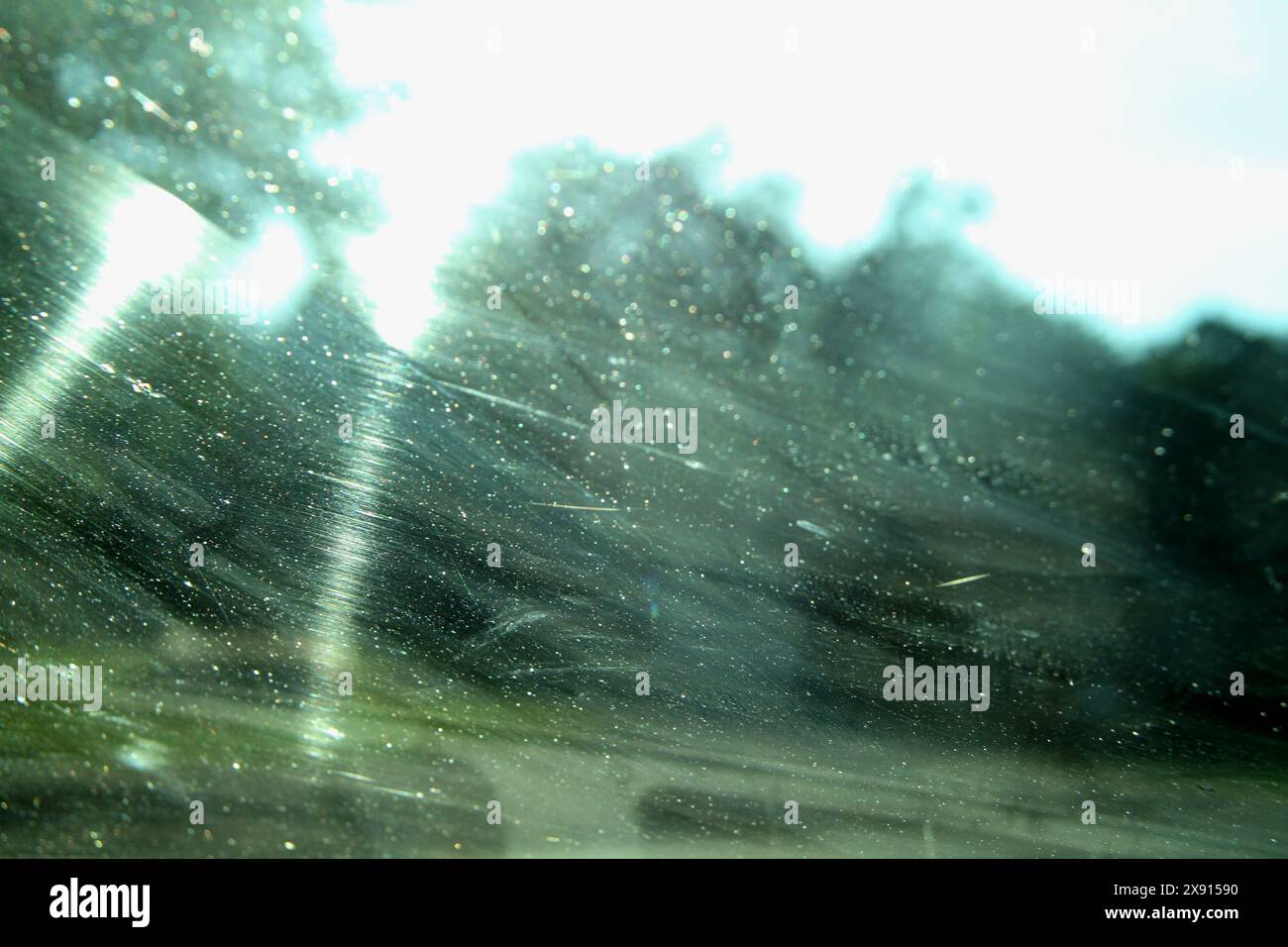 Dirty window seen from the inside of a vehicle Stock Photo - Alamy