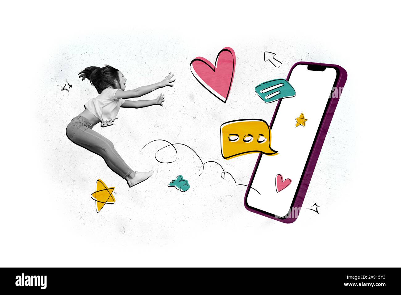 Creative trend collage of funny female social media screen like ...