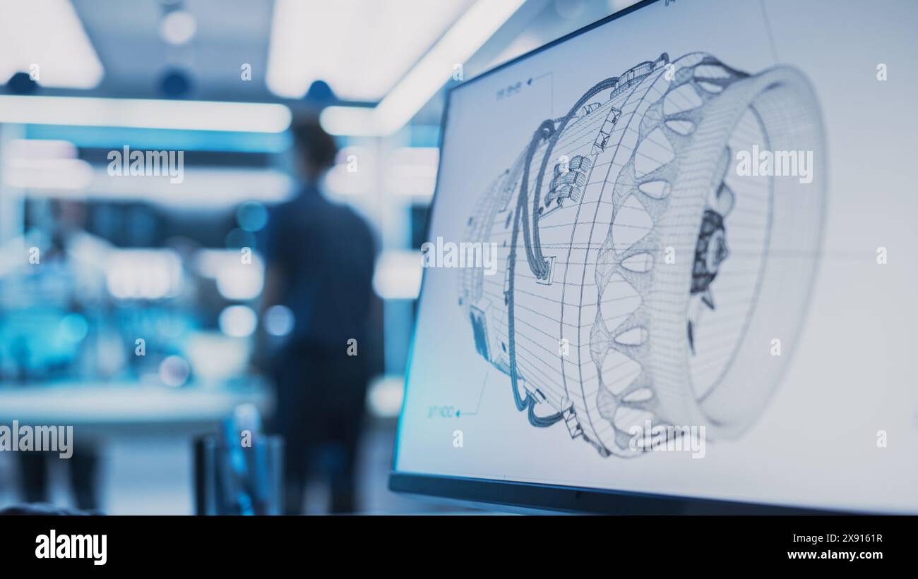 Close Up of a Computer Monitor Display with 3D CAD Software with ...