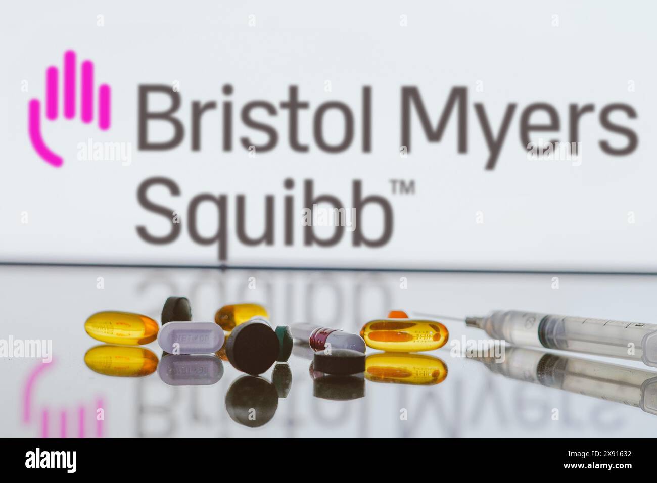 Brazil. 21st May, 2024. In this photo illustration, the Bristol-Myers Squibb (BMS) logo is ...