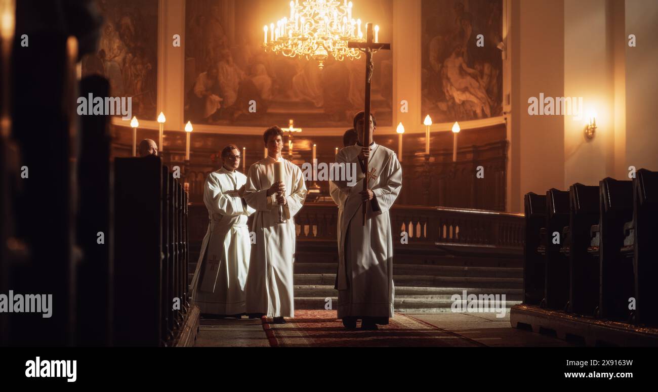 Liturgy In Church: Procession Of Ministers, Bearing Holy Cross from ...