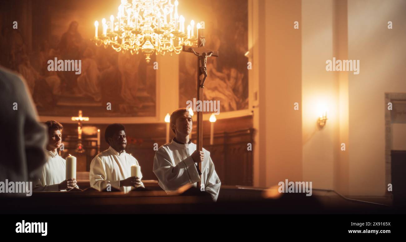 Liturgy In Church: Procession Of Ministers, Bearing Holy Cross from ...