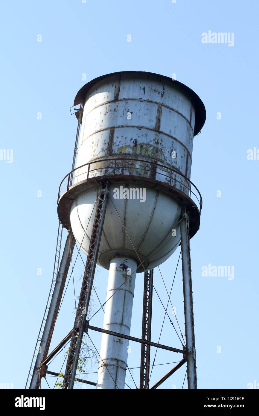 Virginia, U.S.A. The water tank on the historic Charlottesville Woolen ...