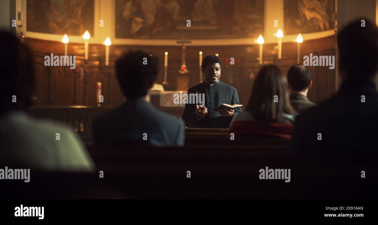 In Christian Church: Portrait of Minister Leading Congregation In ...