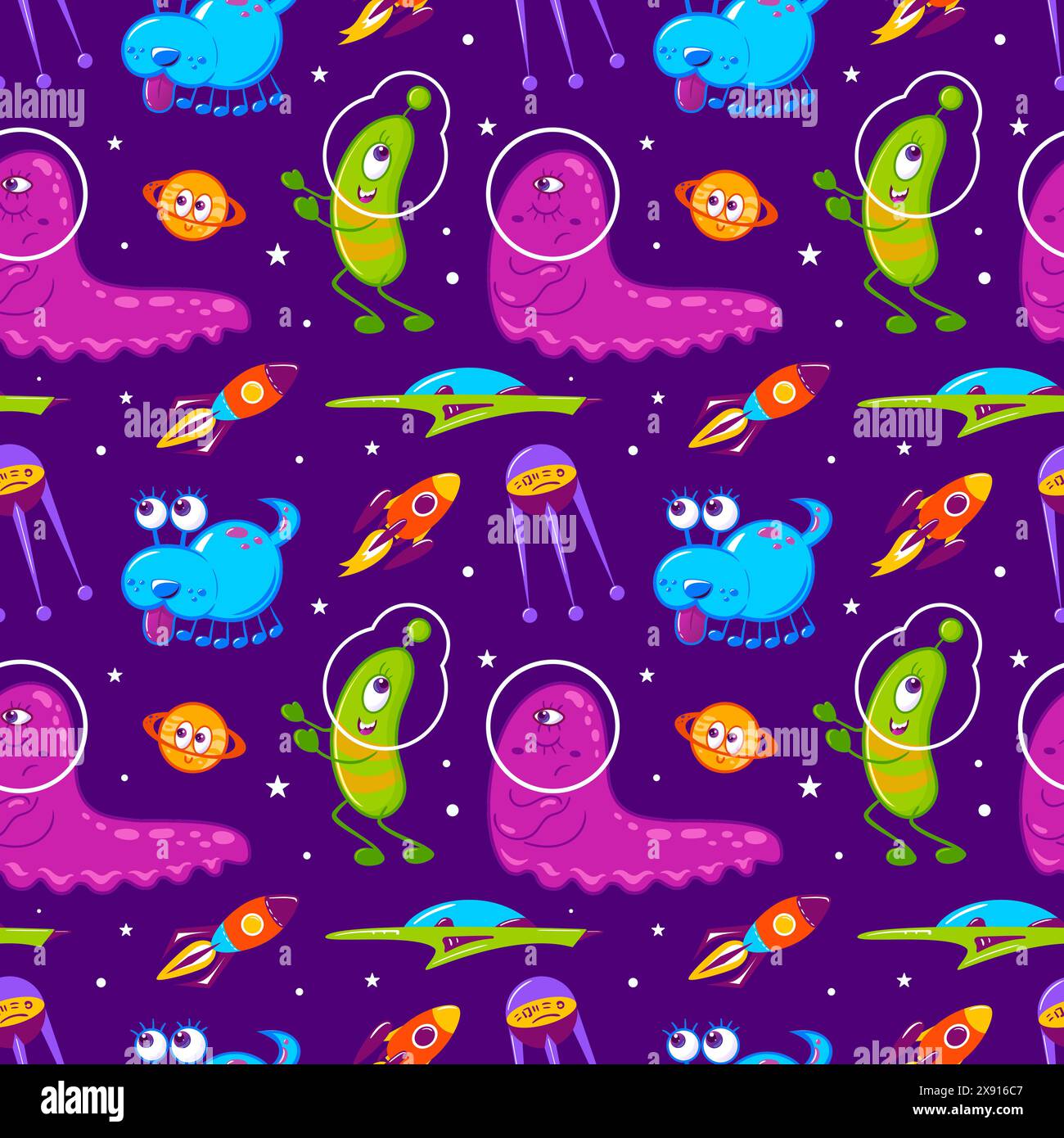Cute space cartoon monsters. Aliens. Galaxy, dreams, universe. Space ...