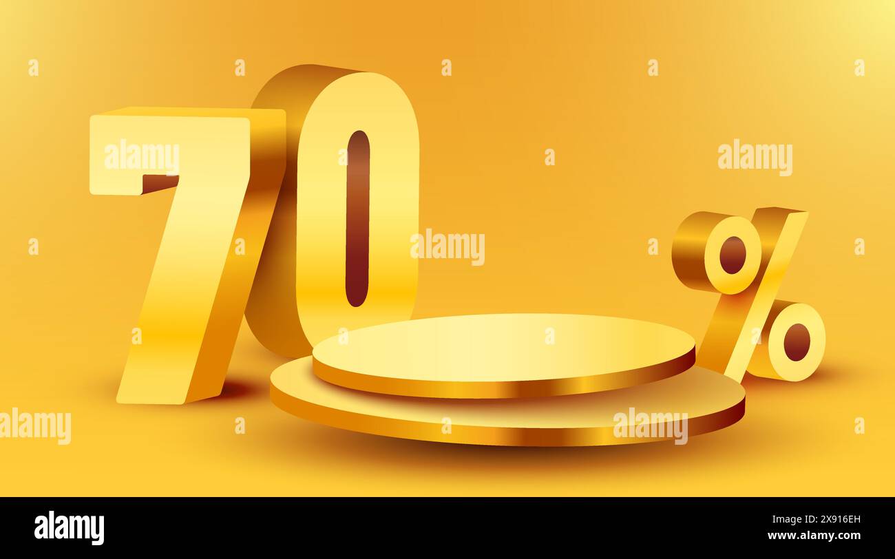 70 percent Off. Discount creative composition. Product presentation ...