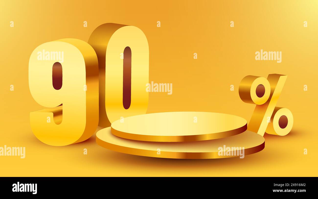 90 percent Off. Discount creative composition. Product presentation ...