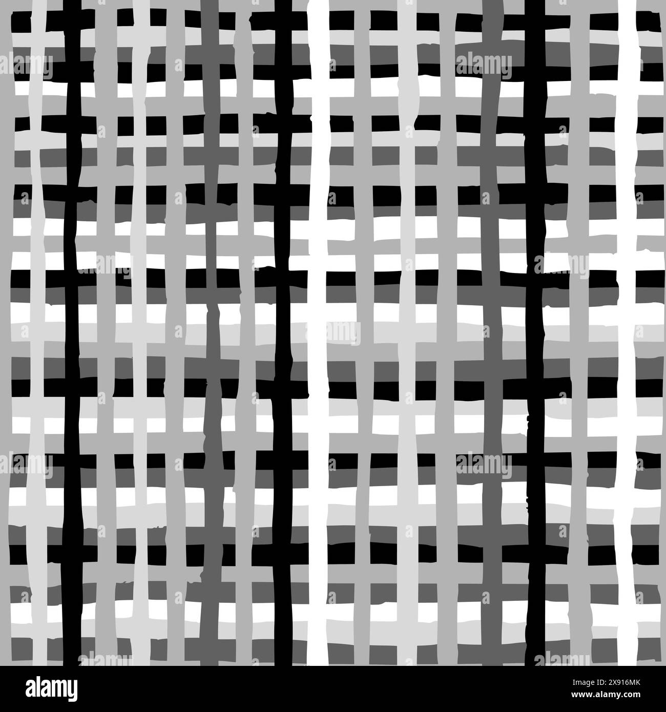 Gray and White Checkered Bold Black Stripes Hand Drawing Seamless ...