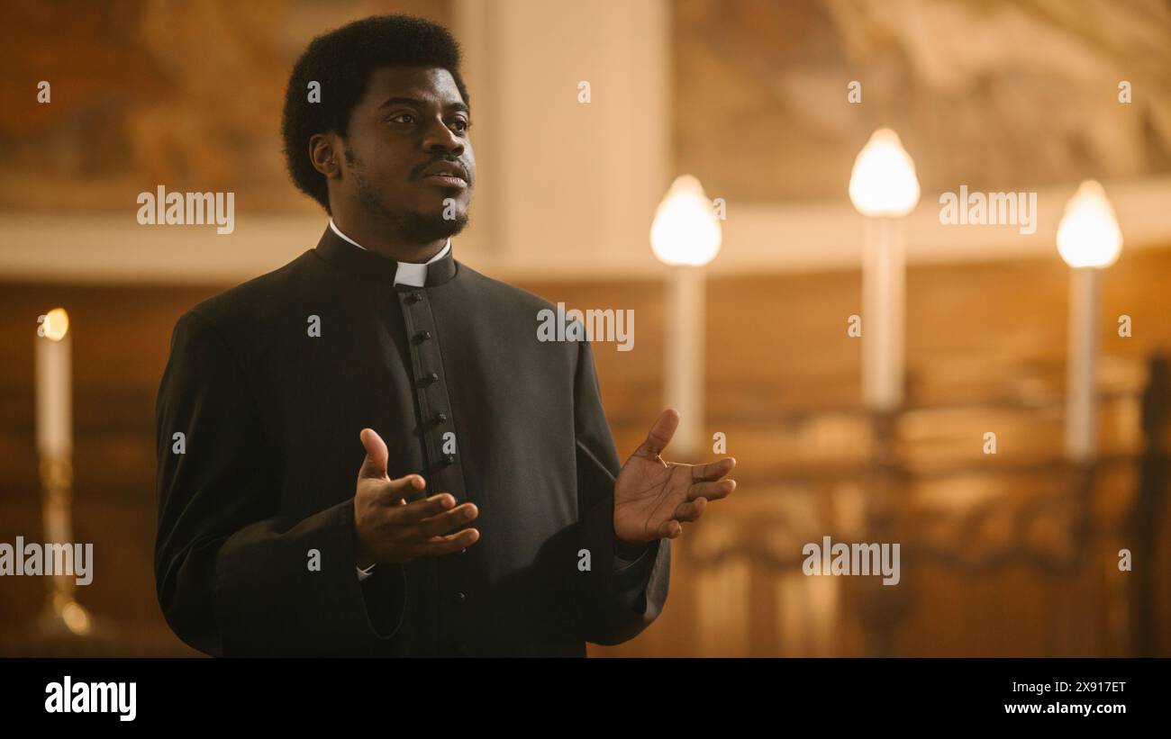 Service In Christian Church: Minister Leads Congregation In Prayer ...