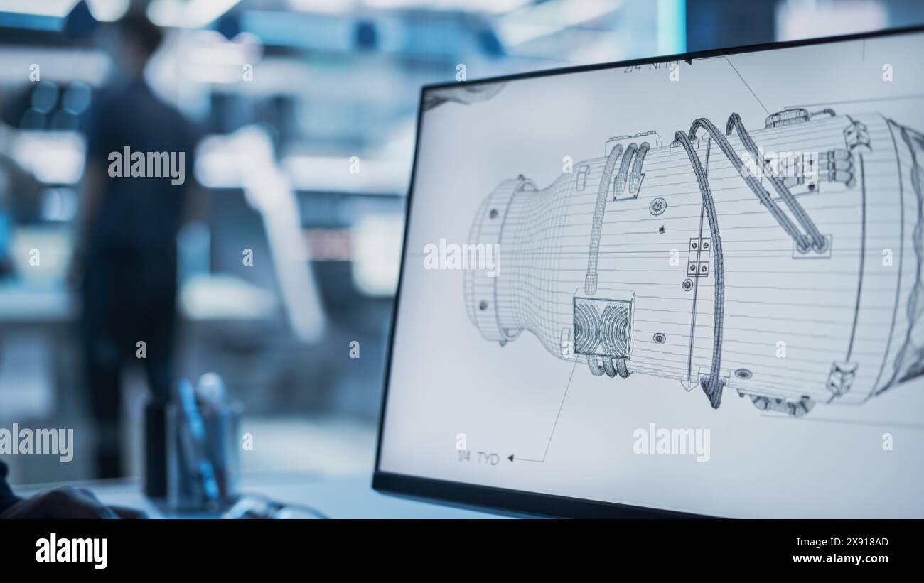 Close Up of a Computer Monitor Display with 3D CAD Software with ...