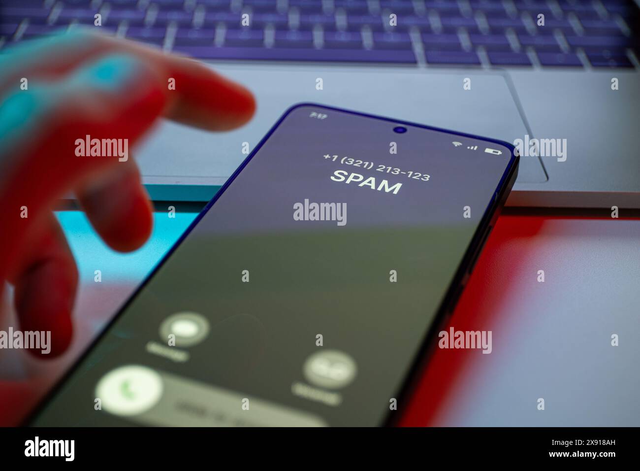 Spamer call on phone. Spam incoming call on cell phone. Spam and junk ...