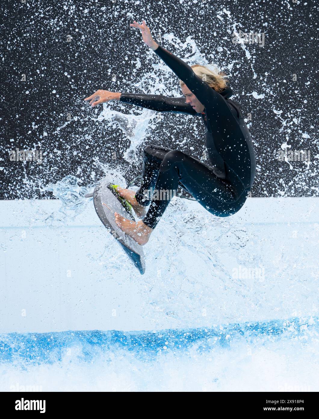 Hallbergmoos, Germany. 28th May, 2024. Tim Elter, surfer, surfs before ...