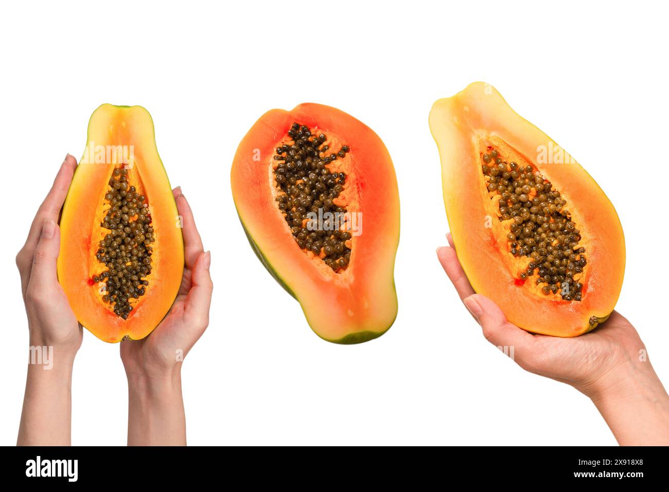 Papaya fruit isolated on a white background. Tropical fruit. Half ...
