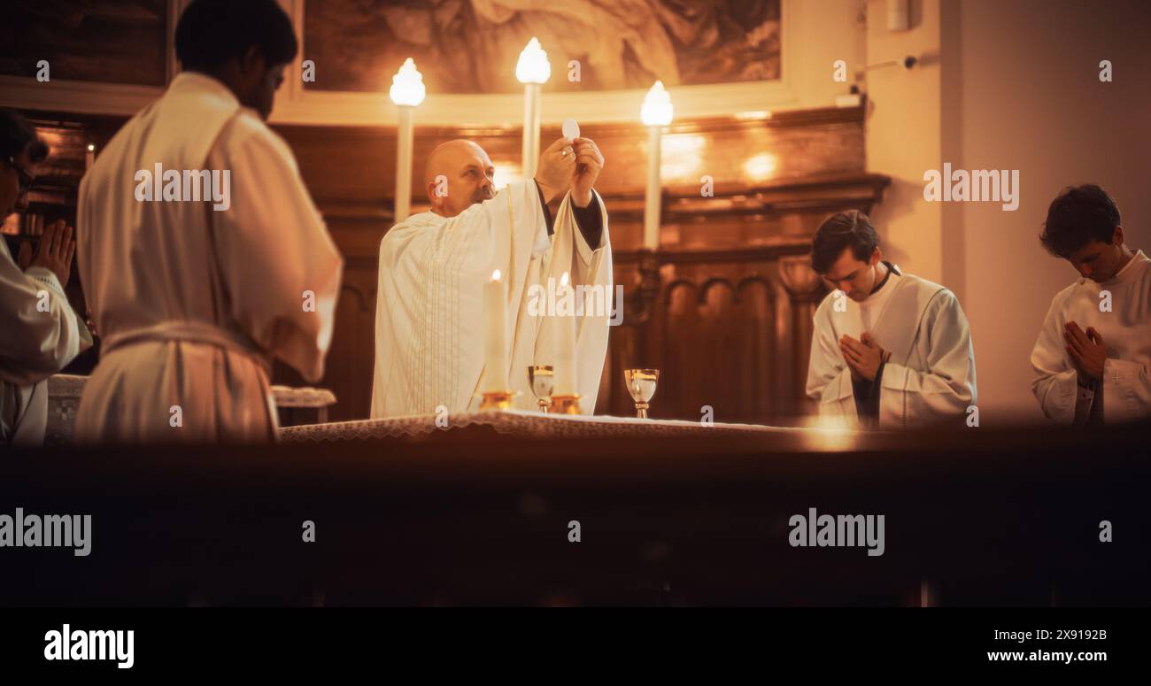Eucharist Service in Grand Church: Portrait of Christian Minister ...