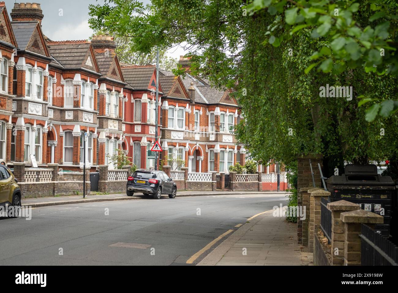 LONDON- MAY 16, 2024: Street of terraced brick houses in South ...