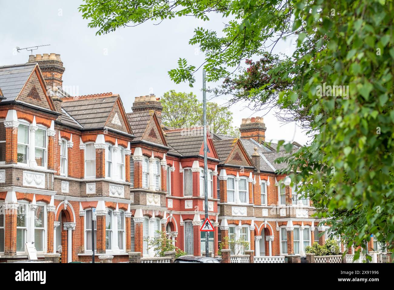 LONDON- MAY 16, 2024: Street of terraced brick houses in South ...