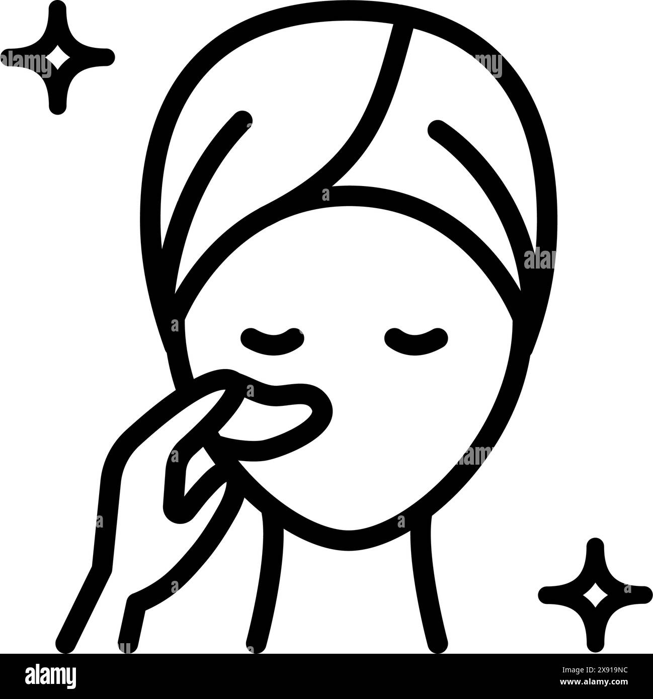 Woman applying eye cream outline icon. Contour symbol. Vector isolated ...