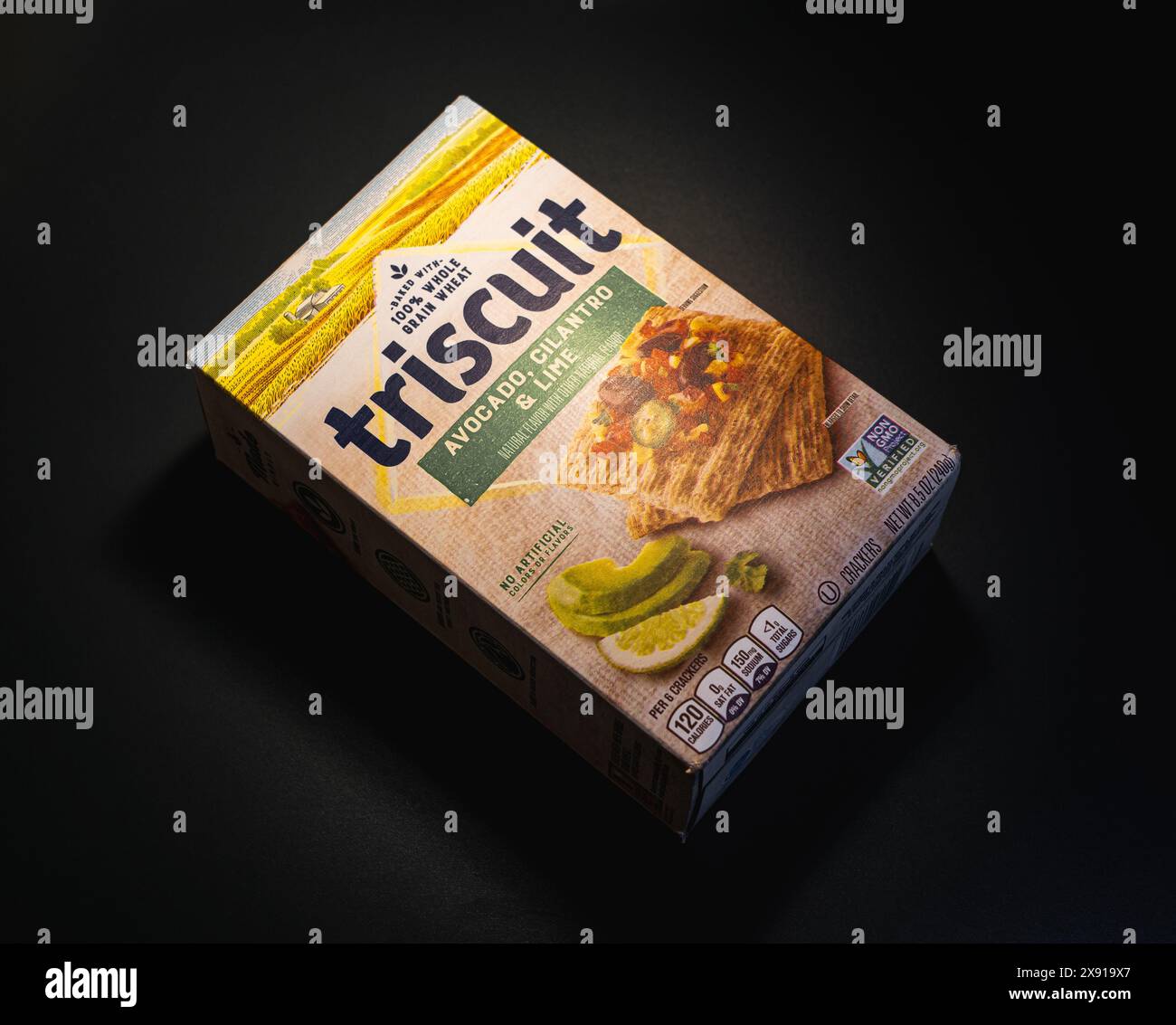 A box of Triscuit Avocado, Cilantro and Lime Whole Grain Wheat Crackers ...