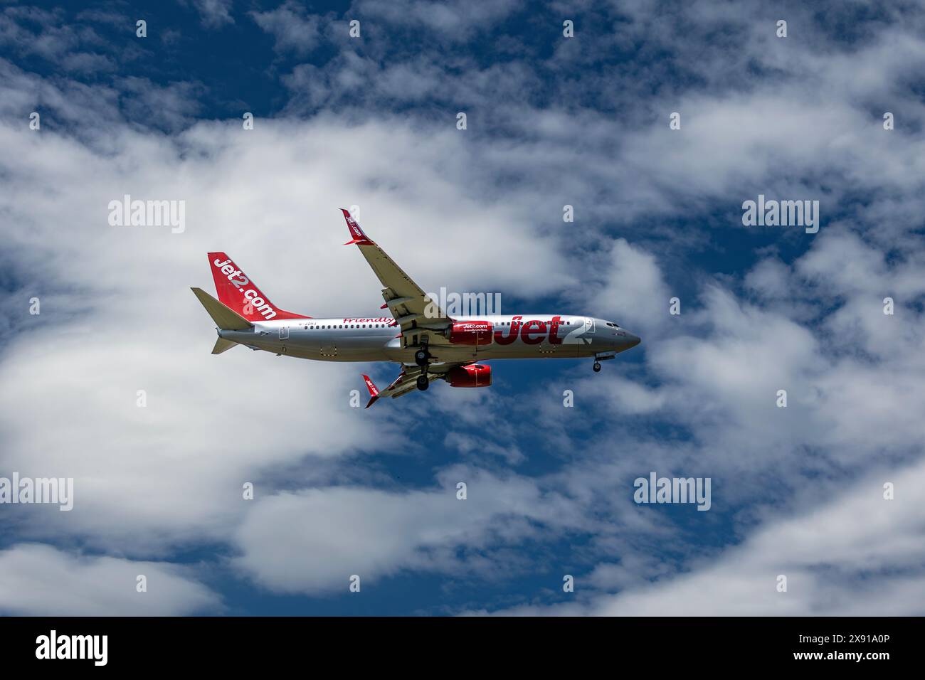 British airline jet2 approaching Burgas airport with a Boeing 737 Stock ...