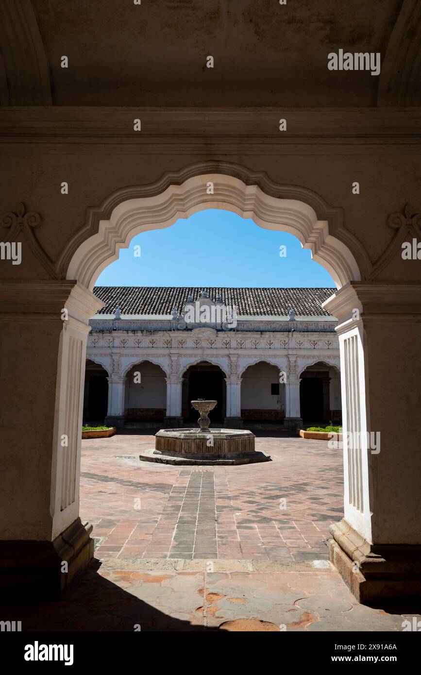 Atrium of the Museo Colonial, Colonial Museum, Antigua, Guatemala Stock ...