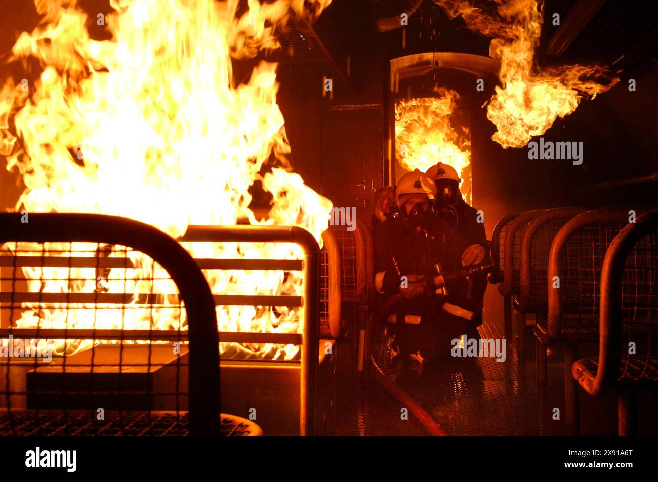 Cardiff International Airports firemen fight a fire in the Airports new ...