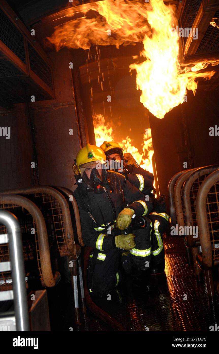 Cardiff International Airports firemen fight a fire in the Airports new ...
