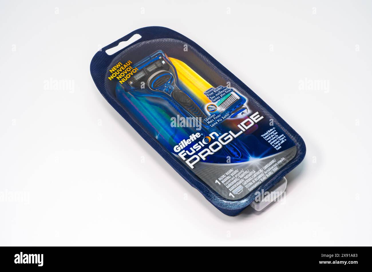 A box of Gillette Fusion Proglide on white background Stock Photo - Alamy