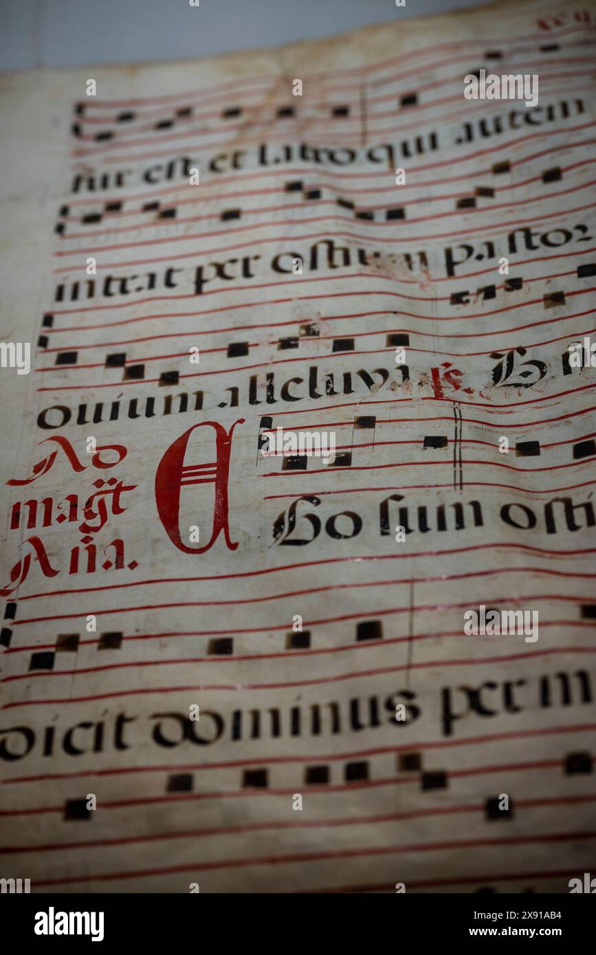 Old church music sheet in Latin, Museo Colonial, Colonial Museum ...