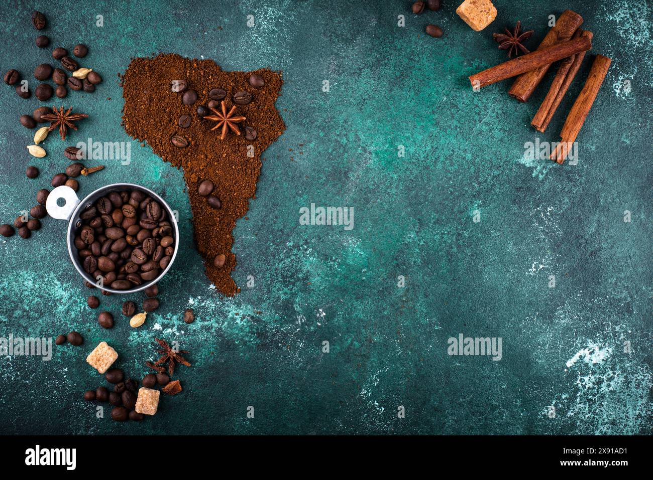 Grounded coffee and beans from South America Stock Photo - Alamy