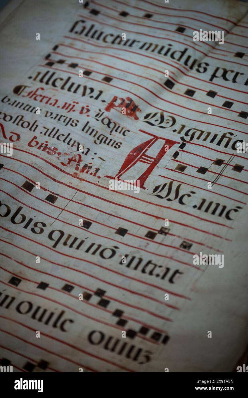 Old church music sheet in Latin, Museo Colonial, Colonial Museum ...