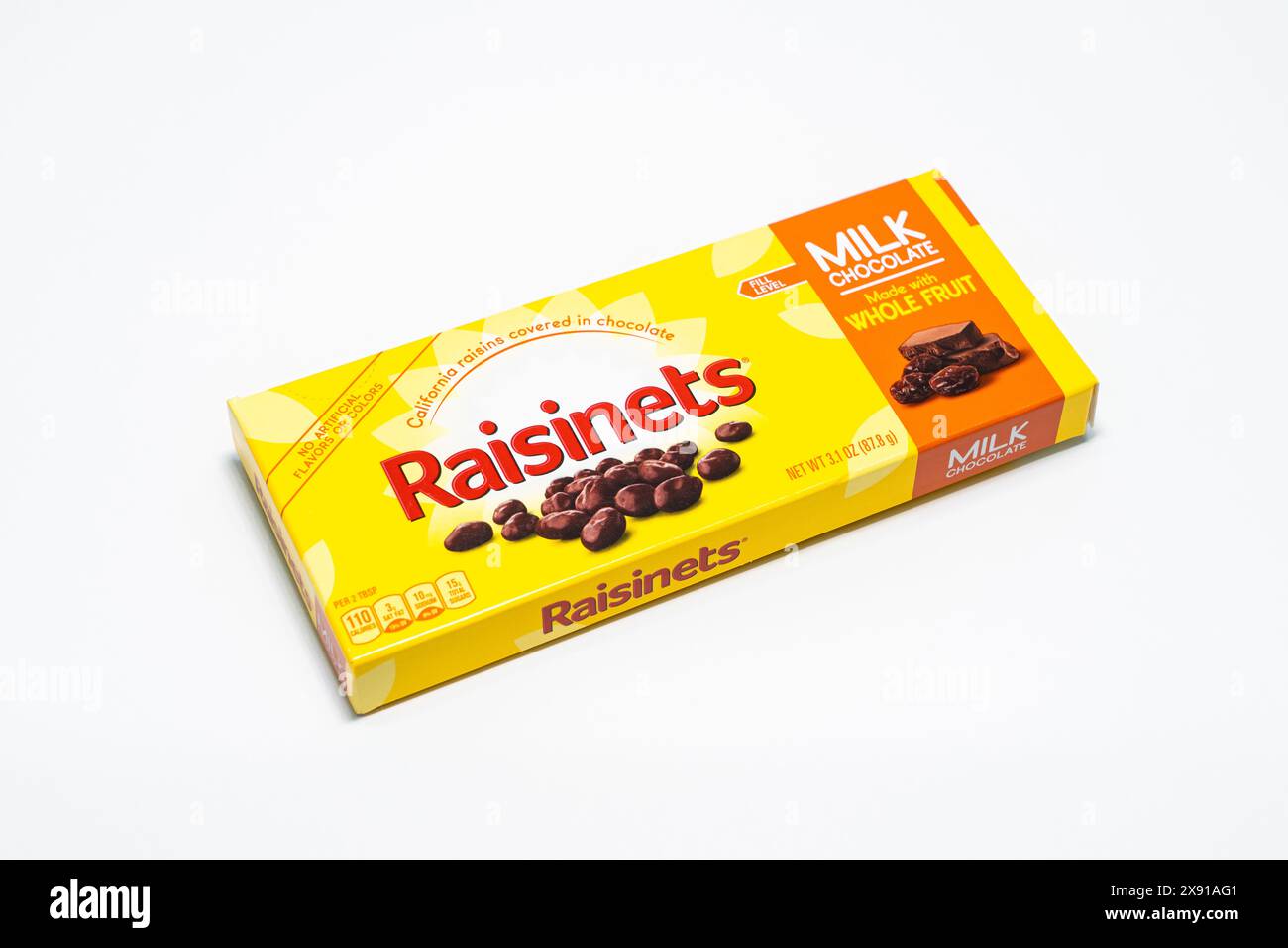 A box of Raisinets on white background Stock Photo - Alamy