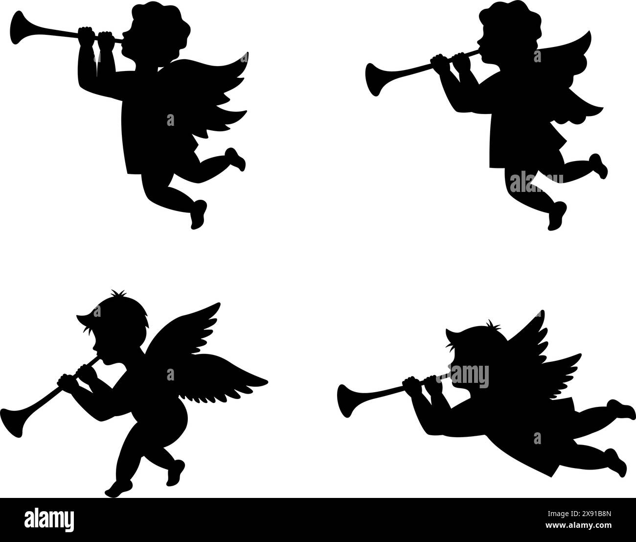 Angel trumpets illustration Stock Vector Images - Alamy