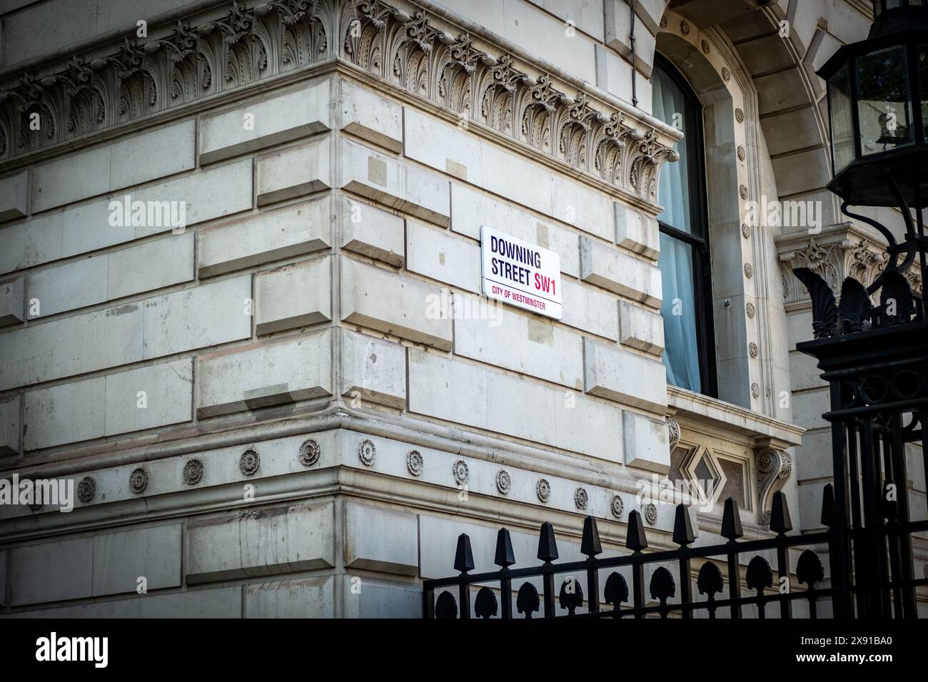 LONDON- MAY 23, 2024: Downing Street sign, location of 10 Downing ...