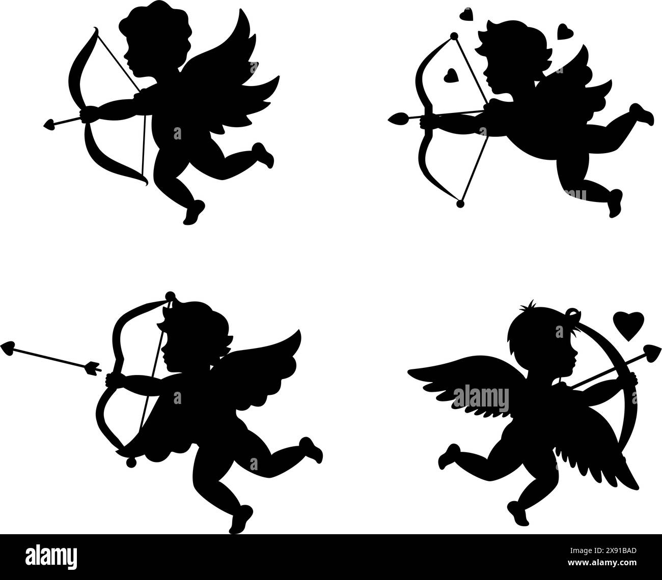 Cupids shooting arrows. Valentine's day. Love symbol. Angel with a ...