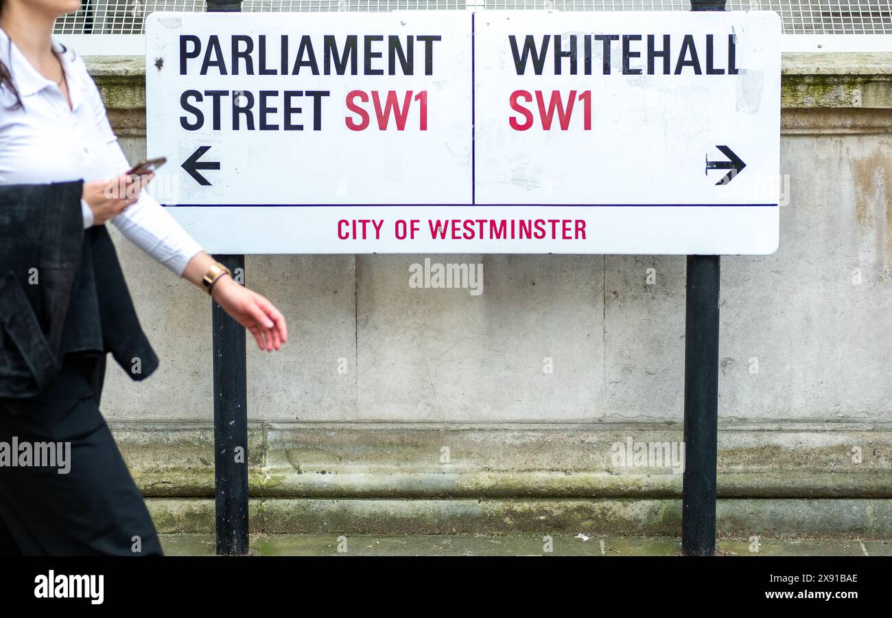 Whitehall street sign in central london hi-res stock photography and ...