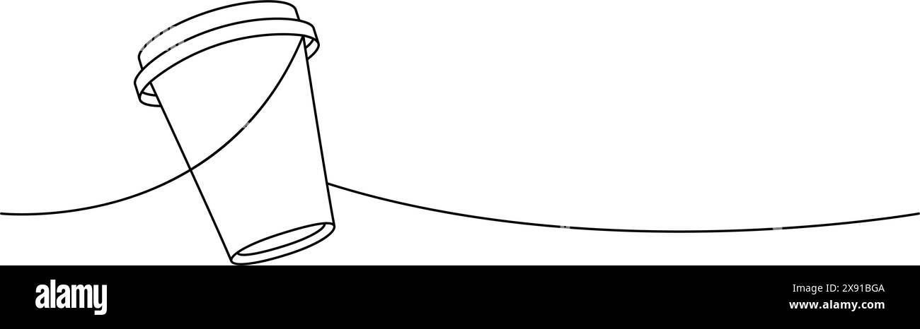 Coffee takeaway cup one line continuous drawing. Hand drawn elements ...