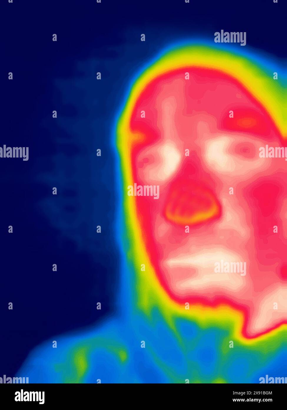 The facial portrait of a young man in a hood 1. Image from thermal ...
