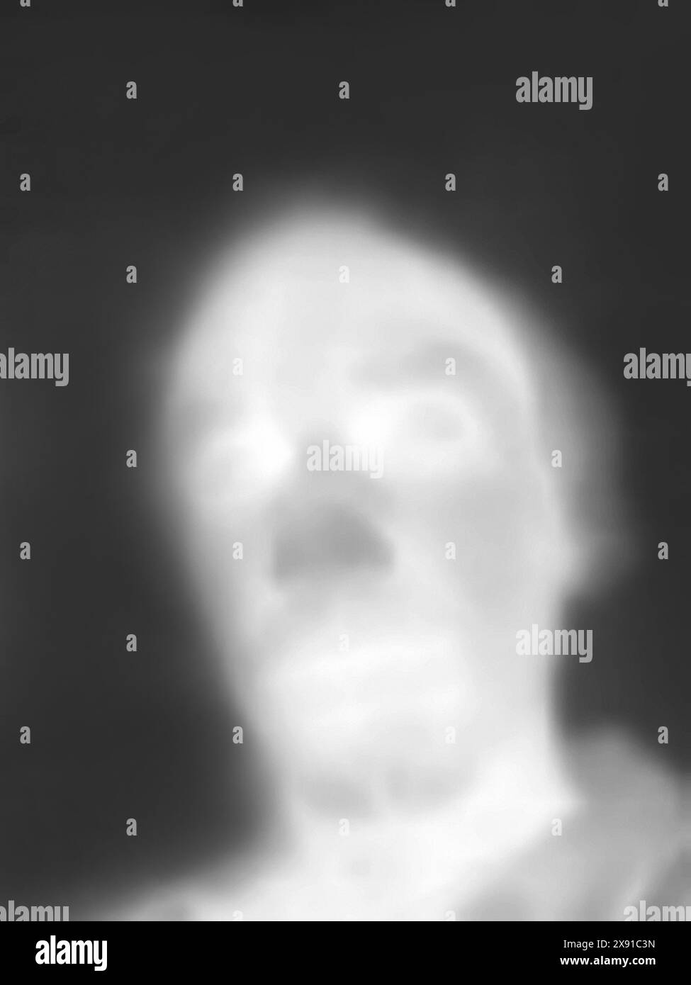 Portrait of a young man and infrared waves of different frequencies ...