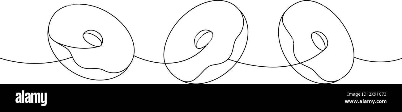 Donut set. Take away donuts one line continuous drawing. Bakery sweet ...