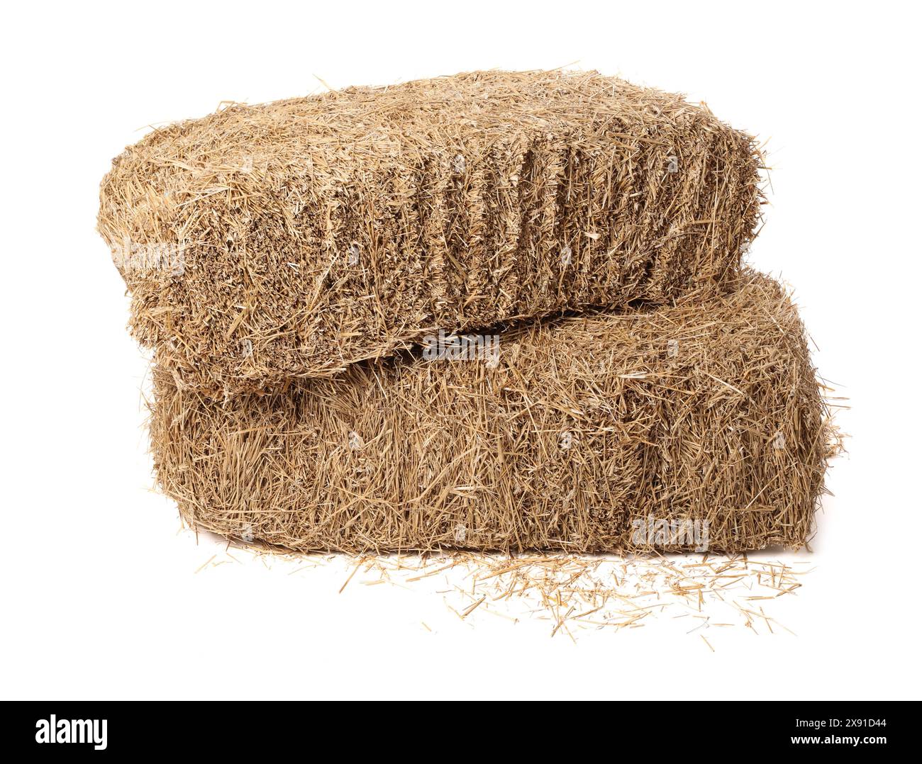 Bales of dried straw isolated on white Stock Photo - Alamy