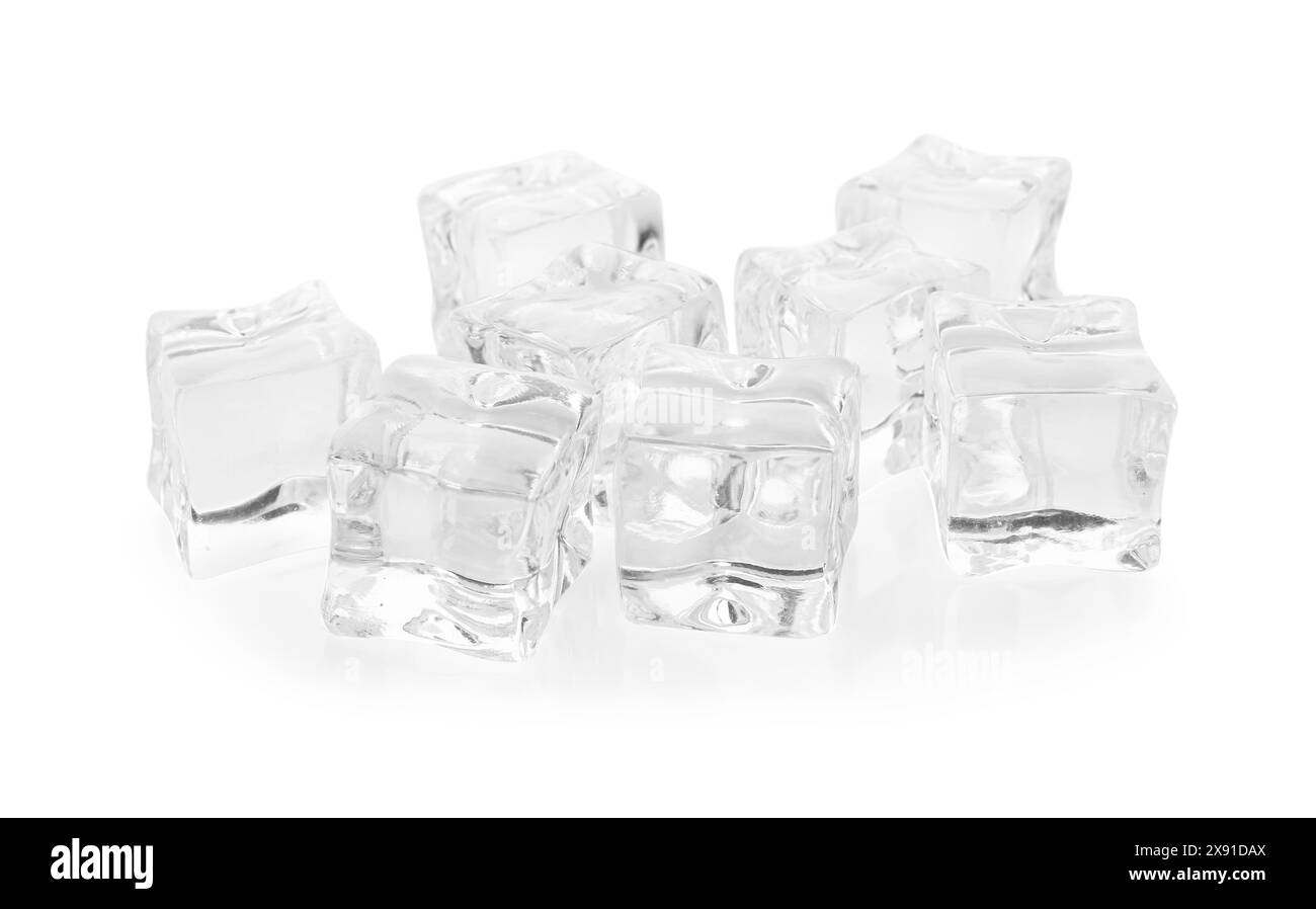 Many crystal clear ice cubes isolated on white Stock Photo - Alamy Many crystal clear ice cubes isolated on white Stock Photo - Alamy