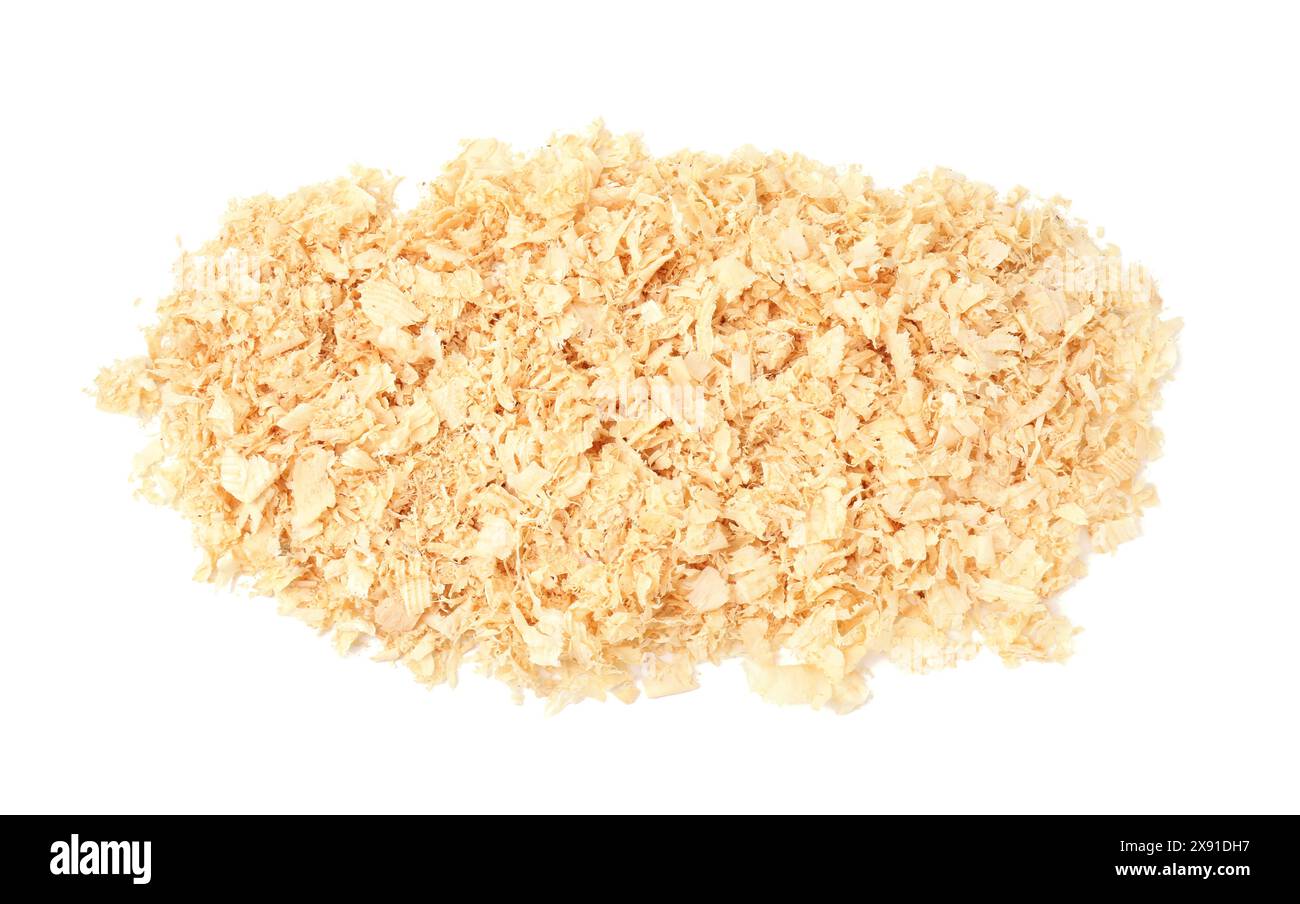 Pile of natural sawdust isolated on white Stock Photo - Alamy