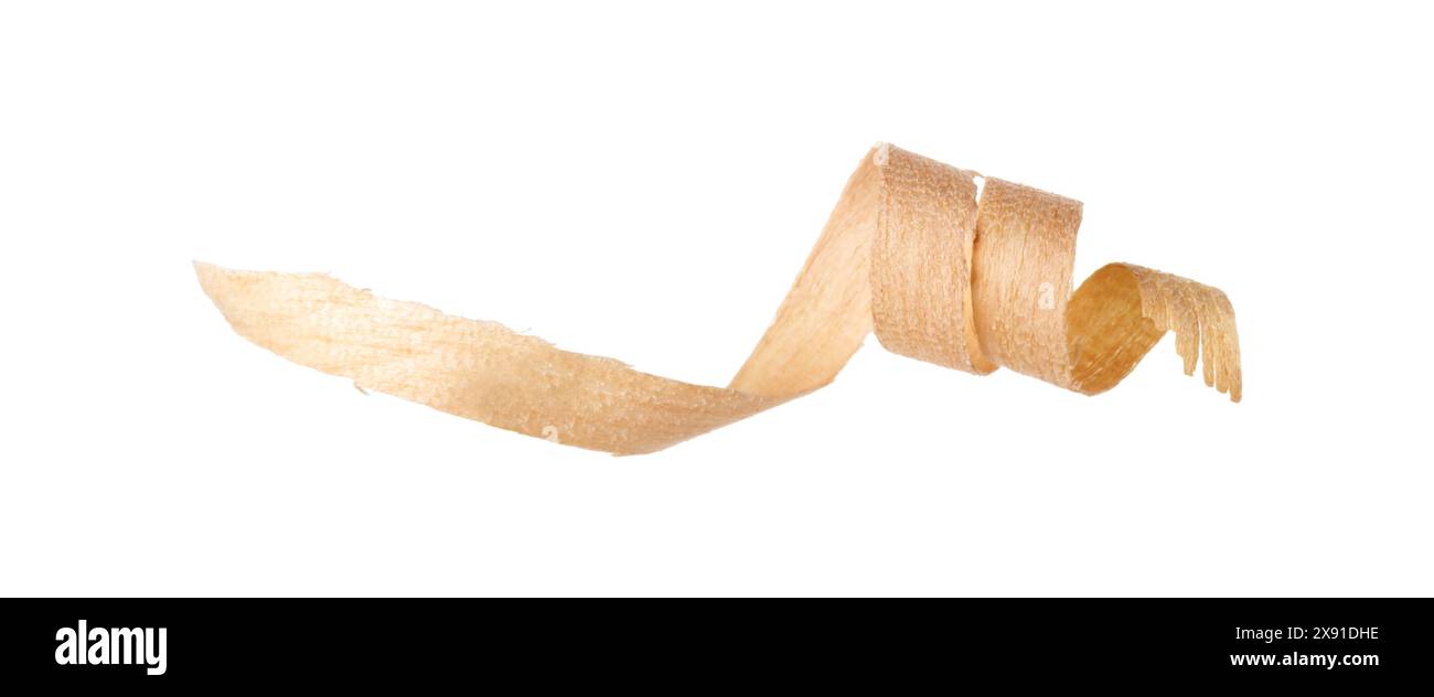 One shaving of wood isolated on white Stock Photo - Alamy