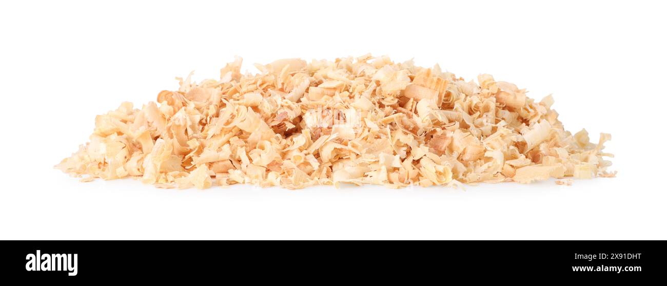 Pile of natural sawdust isolated on white Stock Photo - Alamy